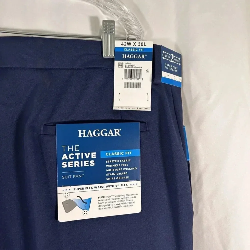 Haggar | Pants | New Haggar Dress Pants Men 42x3 Blue Classic Fit Super ...
